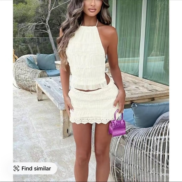 Dresses | Two Piece Elegant Cream Halter Dress | Poshmark